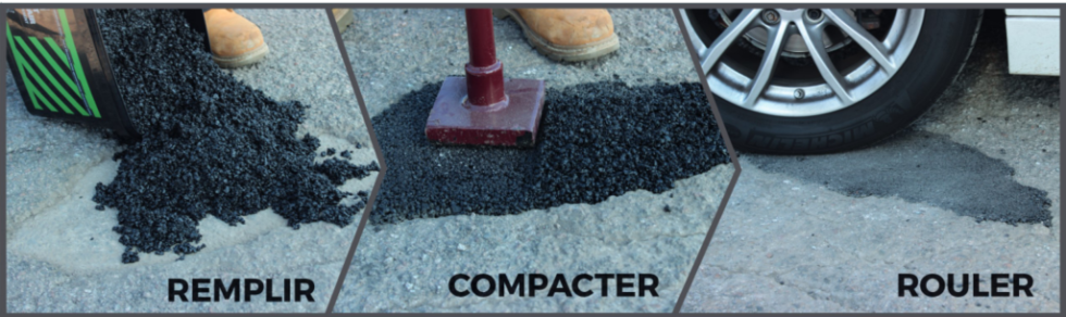 Réparation d'asphalte à froid permanente SOS nids-de-poule